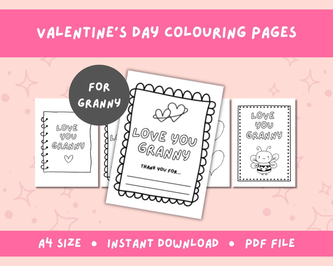 GRANNY Valentine’s Colouring Pages for Kids Printable Activity ...
