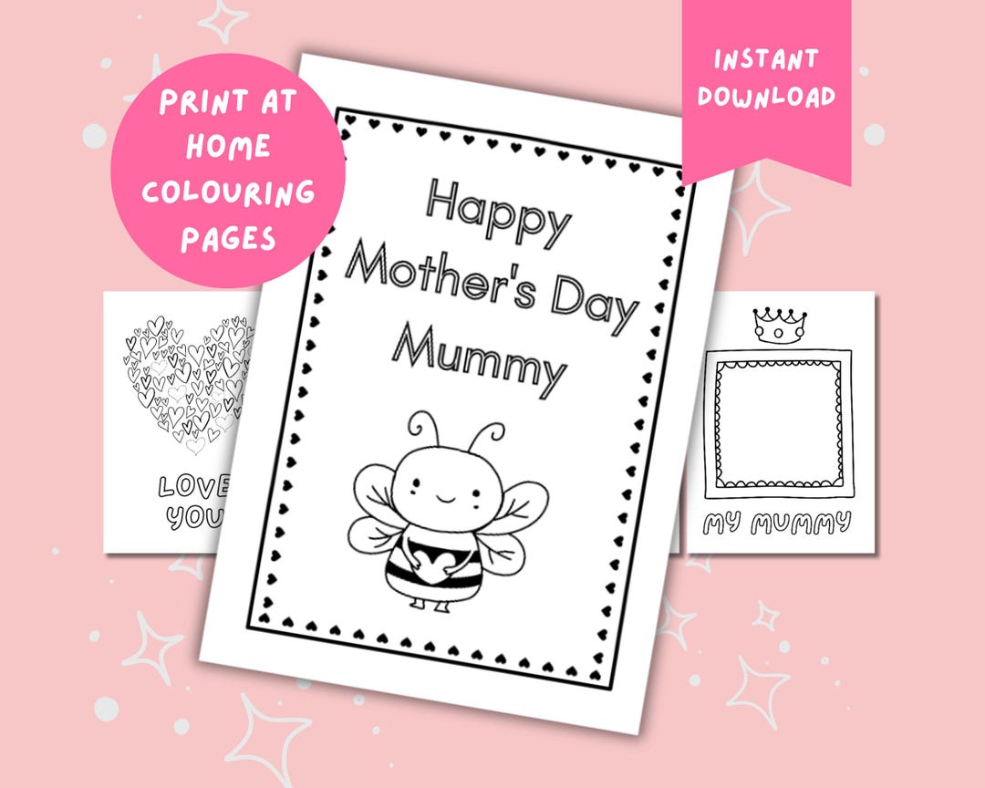 Happy Mother's Day Mummy Colouring Pages for Kids Drawing Gift, Toddler ...