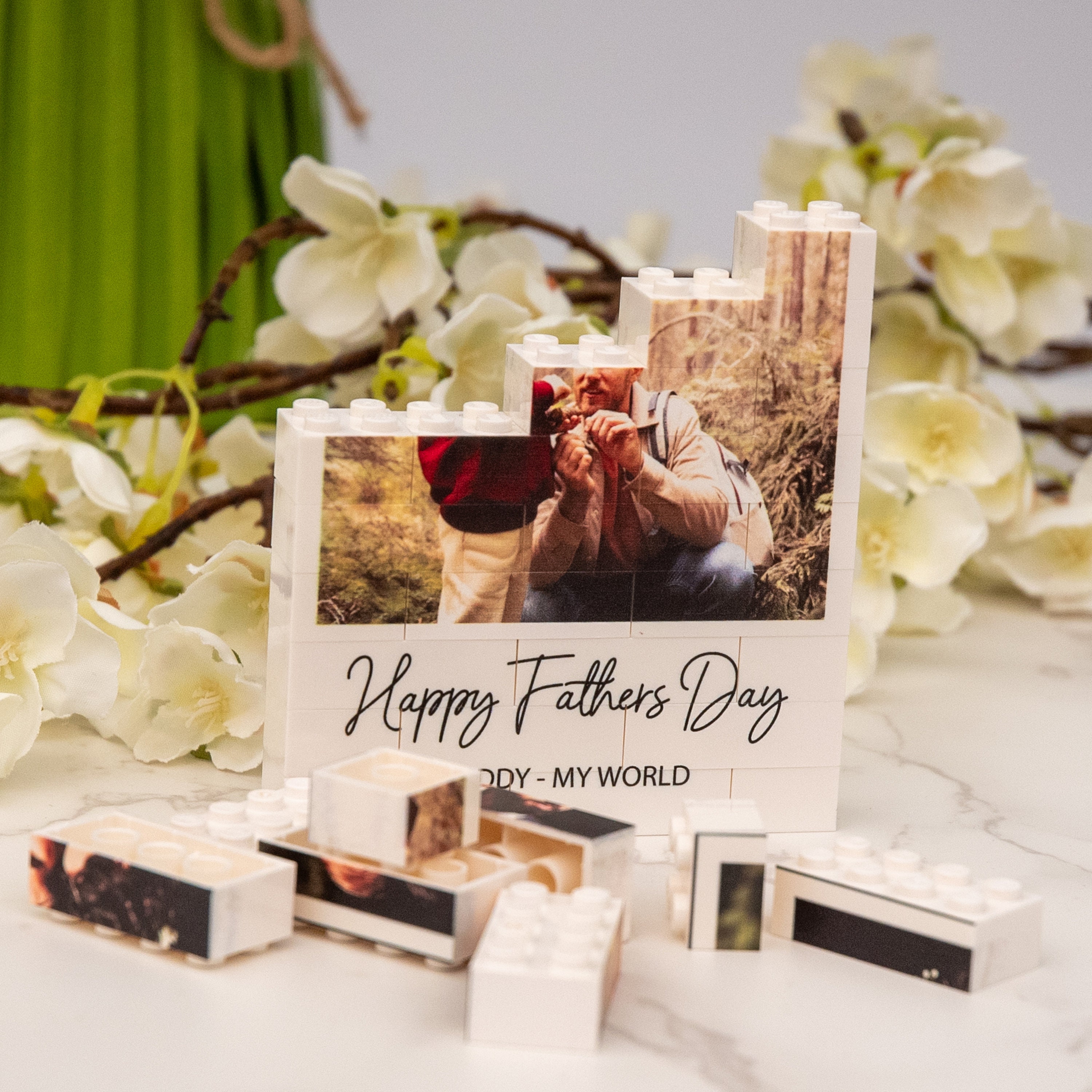 Personalised Fathers Day LEGO® Photo Block and Text Made From Genuine ...