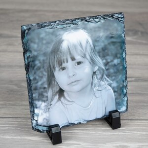 Personalised Natural Square Rock Slate Custom Photo With Stands - Etsy