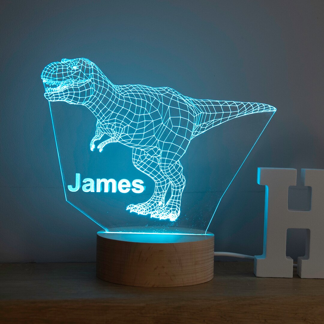 Personalised 3D T-rex Colour-changing Night Light – Custom Dinosaur ...