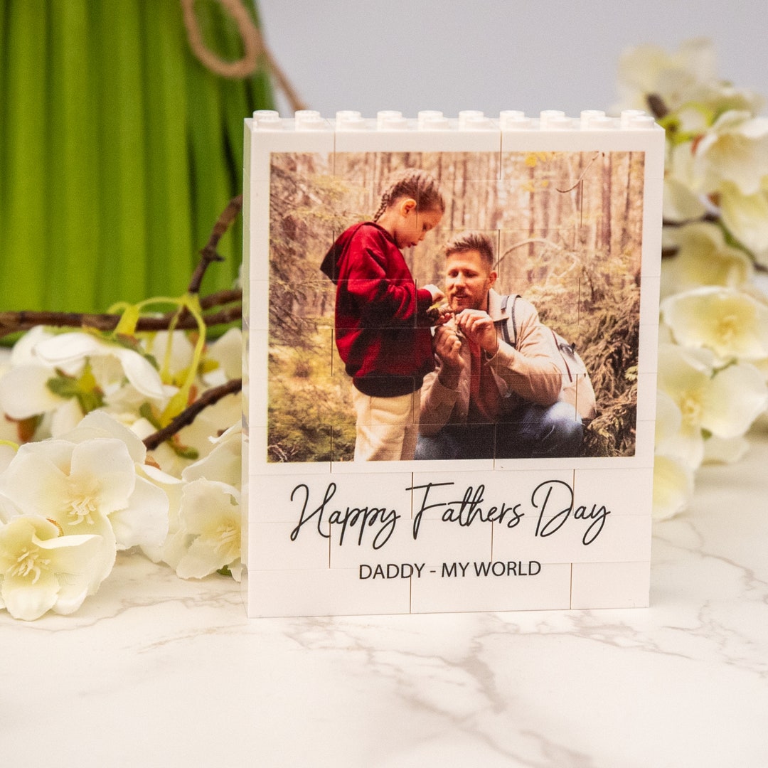 Personalised Fathers Day LEGO® Photo Block and Text Made From Genuine ...