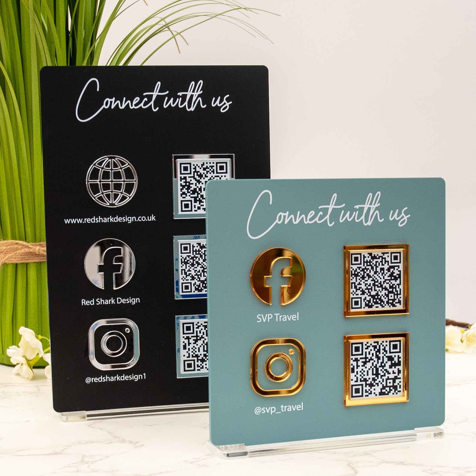 Three QR Code Social Media Display Sign Facebook, Instagram, Business ...