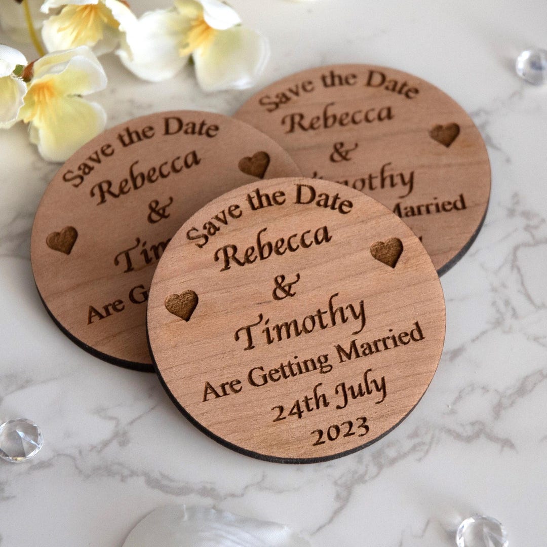 Personalised Engraved Save the Date Round Fridge Magnet - Etsy