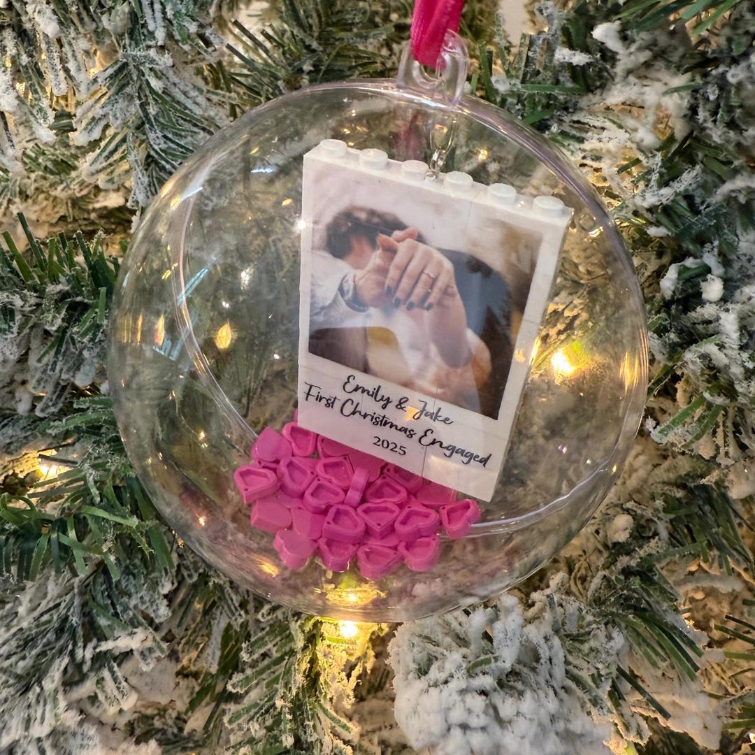 Personalised Engaged LEGO® Brick 3D Polaroid Photo Block Christmas Tree ...