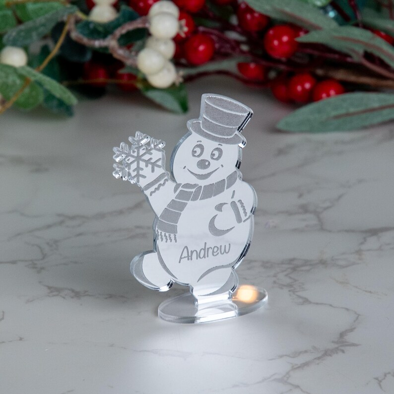 Personalised Mirror Acrylic Snowmen Place Name - Etsy UK