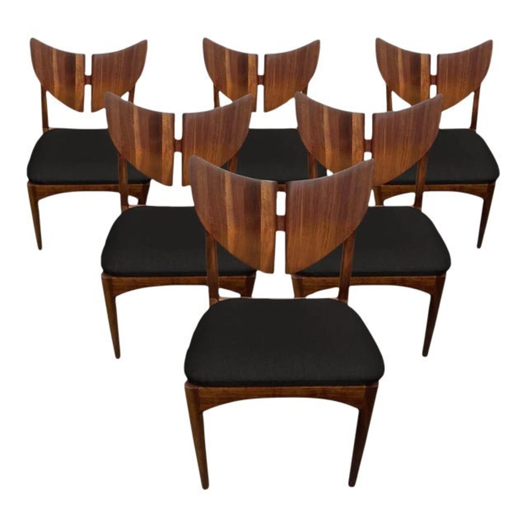 Mid Century Style Solid Walnut Butterfly Dining Chairs Set of 6 - Etsy