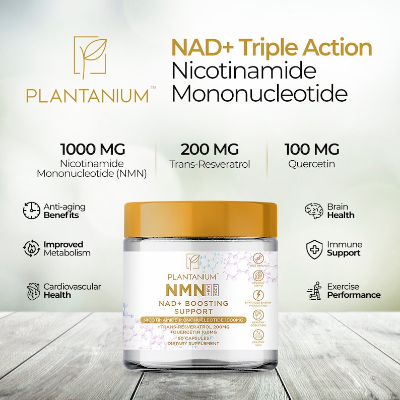 Triple Action NMN 1000mg With Trans-resveratrol 200mg and Quercetin ...