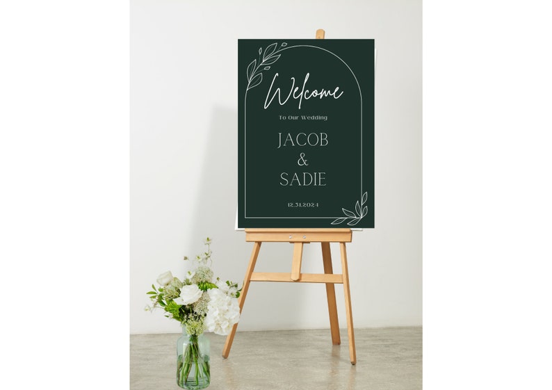Dark Green Wedding Welcome Sign/forrest Green Wedding/emerald Green ...