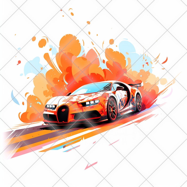Bugatti Chiron Clipart Iconic Hypercar Illustration for Auto - Etsy
