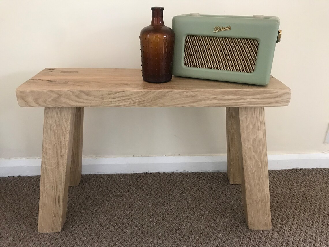 Solid Oak Bench/ Milking Stool/ Pig Bench - Etsy