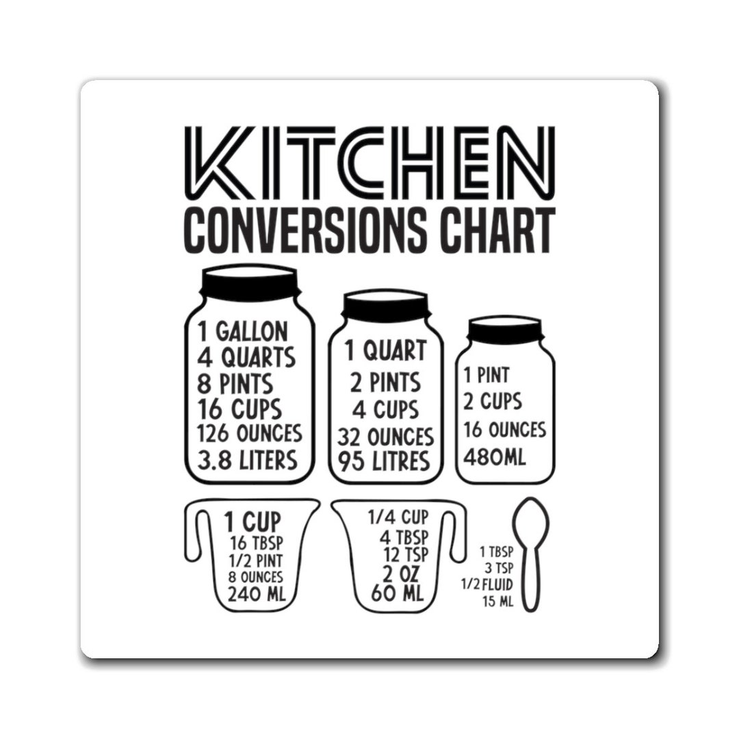 Kitchen Conversion Magnets Set, Fridge Magnet, Cooking Cheat Sheet ...