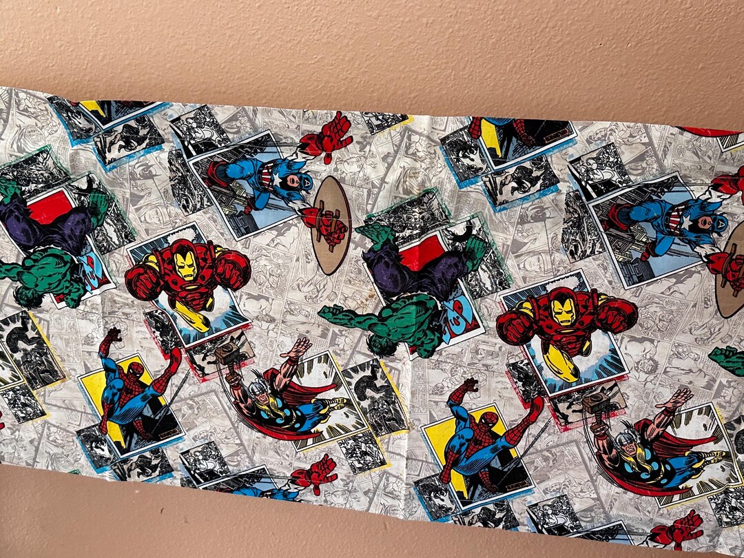Marvel Avengers Comic Book Window Valance Superhero Nursery Decor Iron ...