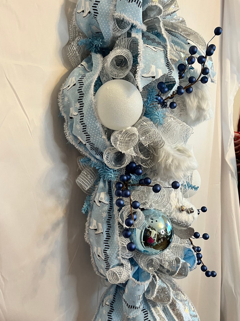 Ice Blue Swag, Winter Wonderland Ice Skates, Snowflake Door Decor ...