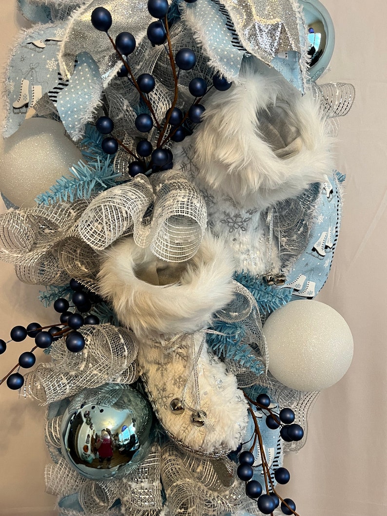 Ice Blue Swag, Winter Wonderland Ice Skates, Snowflake Door Decor ...
