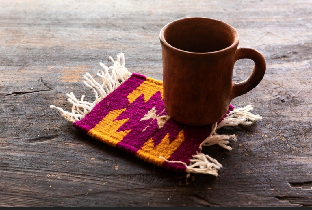 Hand Woven Wool Cup Coasters: Set of 3 Flatweave Drink Mats - Etsy