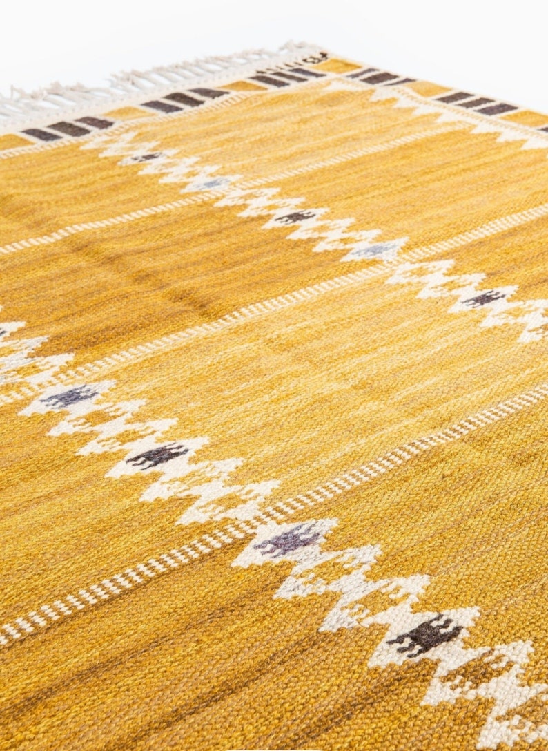 Mustard/ Yellow Kilim Rug, Handwoven Rug, Flatweave Rug, Bohemian Rug ...