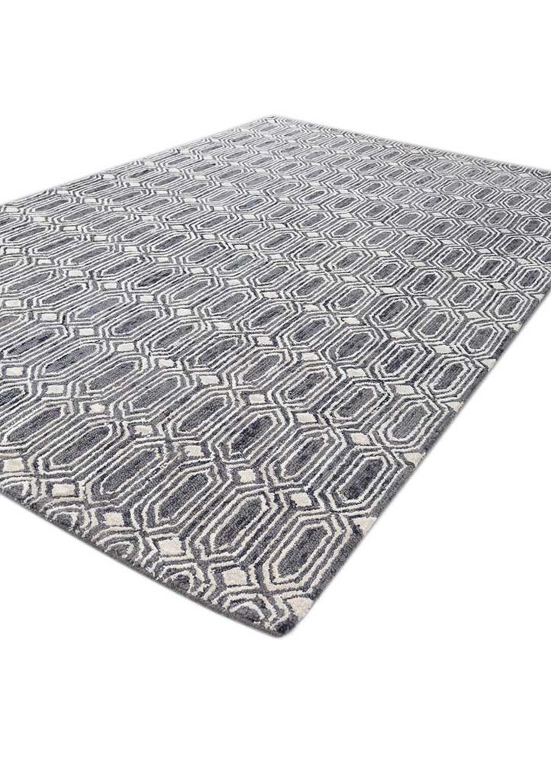 Modern Tufted Rug Grey Geometric Tufted Design White Rug Indoor Rug ...