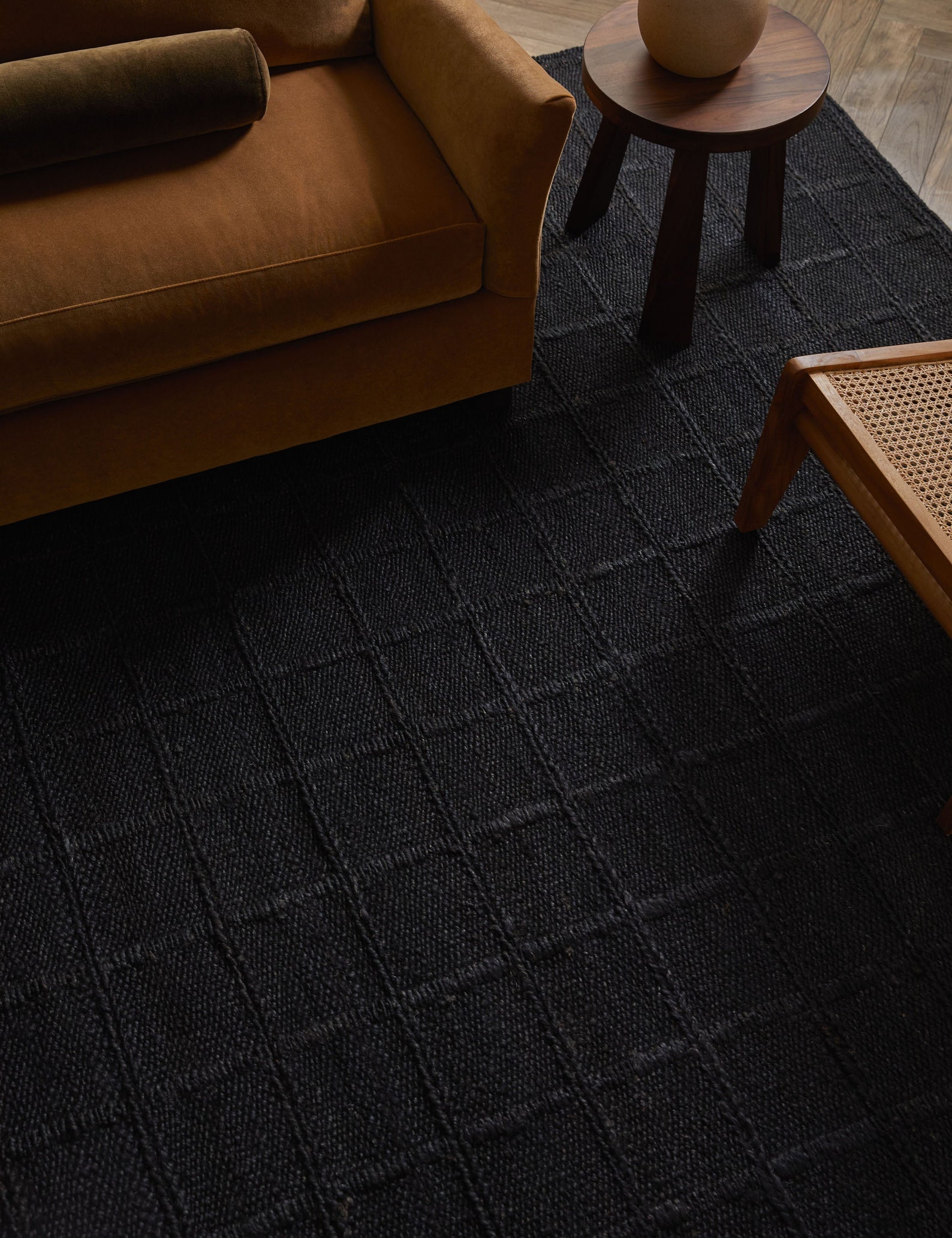 10x14 Handwoven Dark Brown Jute Rug, Nordic Checked Geometric Flatweave ...