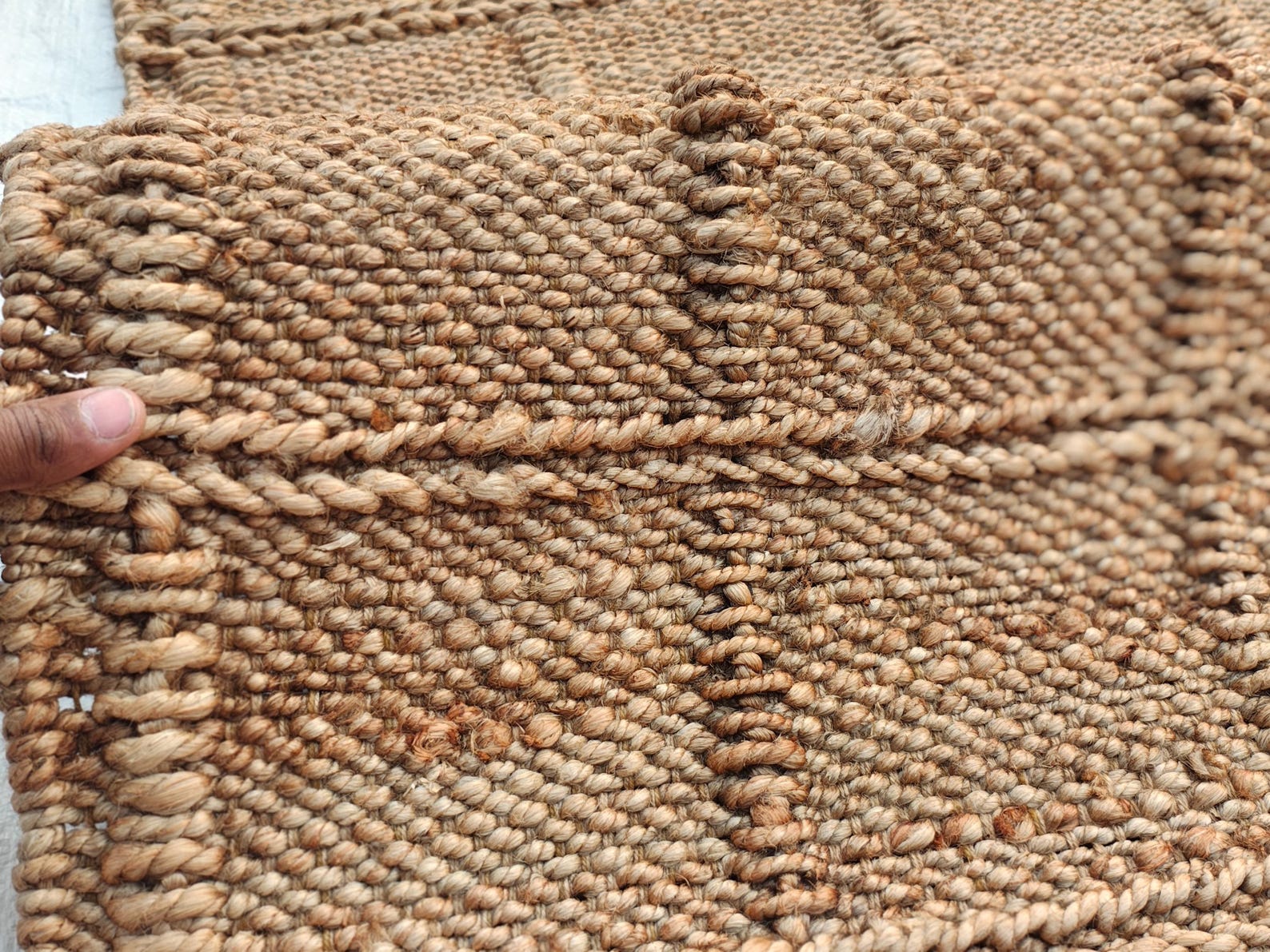 10x14 Handwoven Dark Brown Jute Rug, Nordic Checked Geometric Flatweave ...