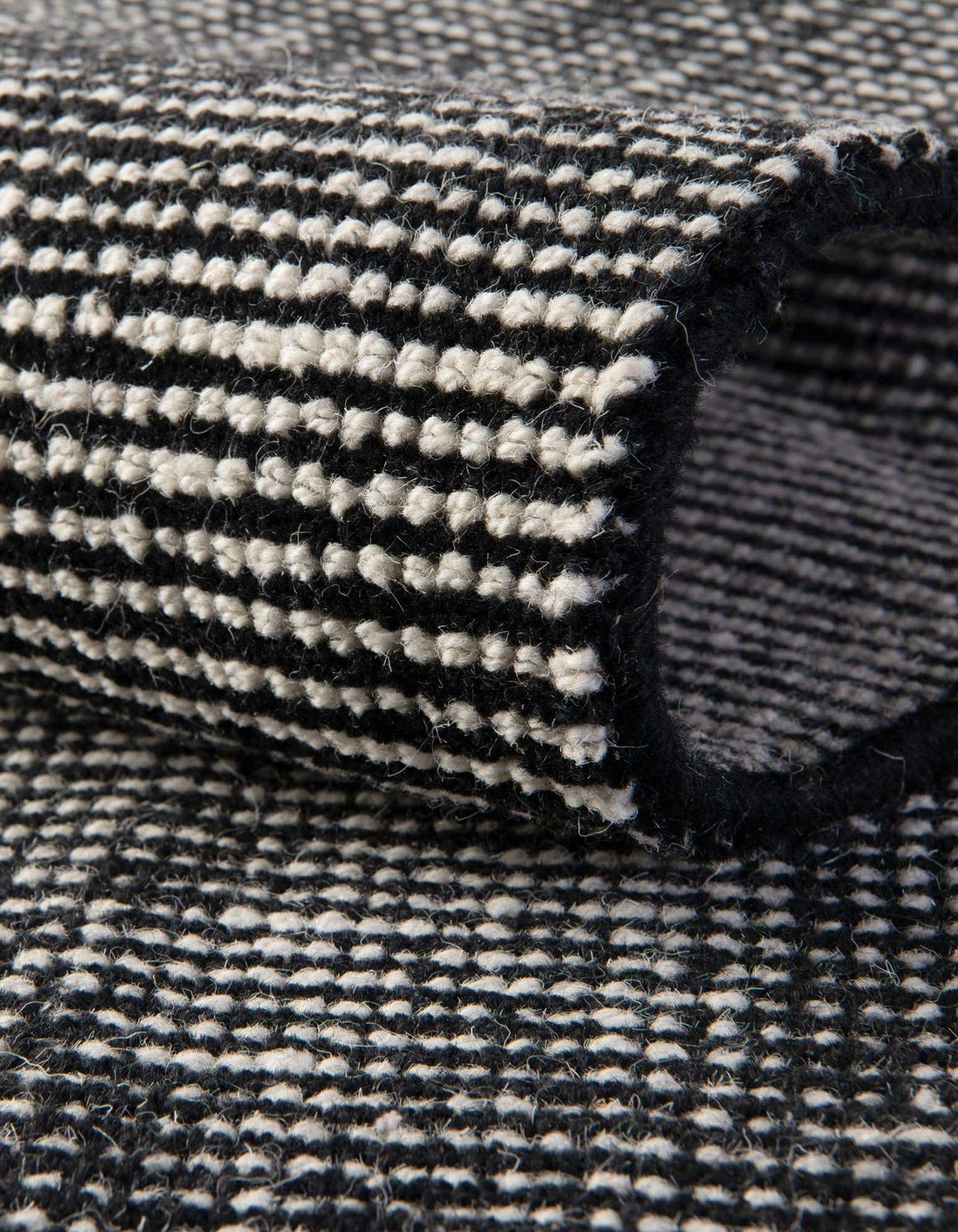 912 Black and White Wool Rug Black/grey/beige Handwoven Cut Loop Chunky ...