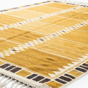 5x7 Mustard Yellow Kilim Area Rug,| Handwoven Rug Flatweave Rug ...