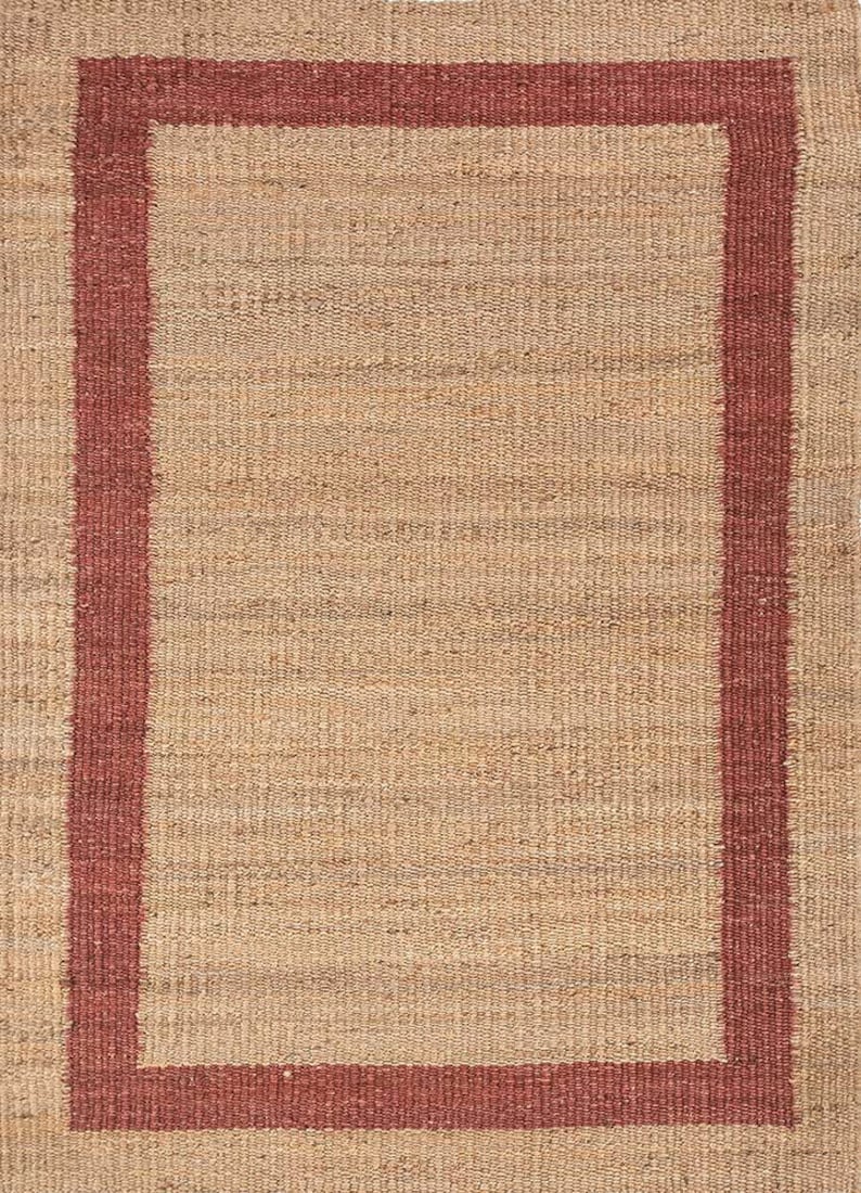 Handwoven Jute Rug: Red Border, Boho Floral Rug, 9x12 Natural Rugs ...
