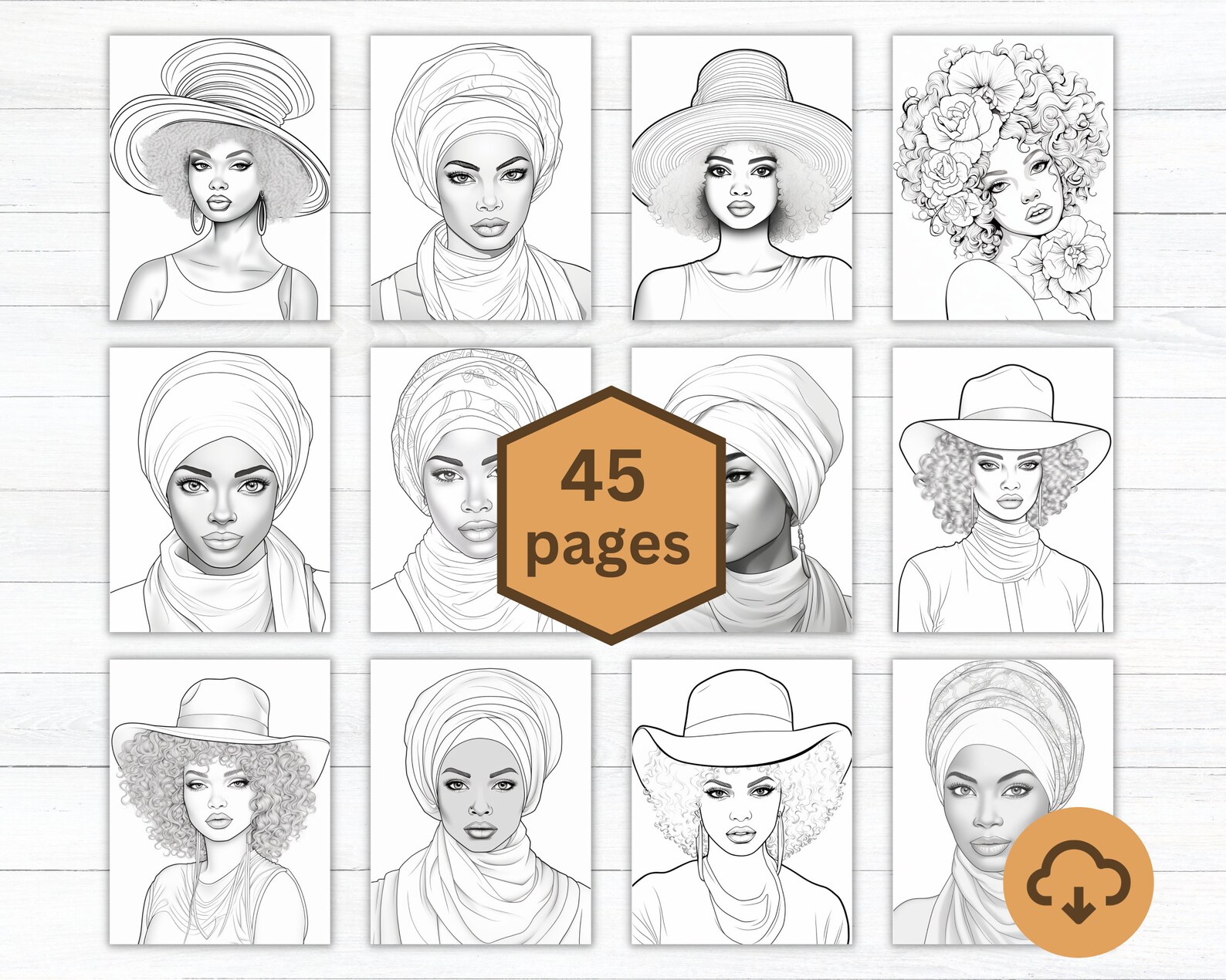 Turbans & Tresses Downloadable Coloring Book, African American ...