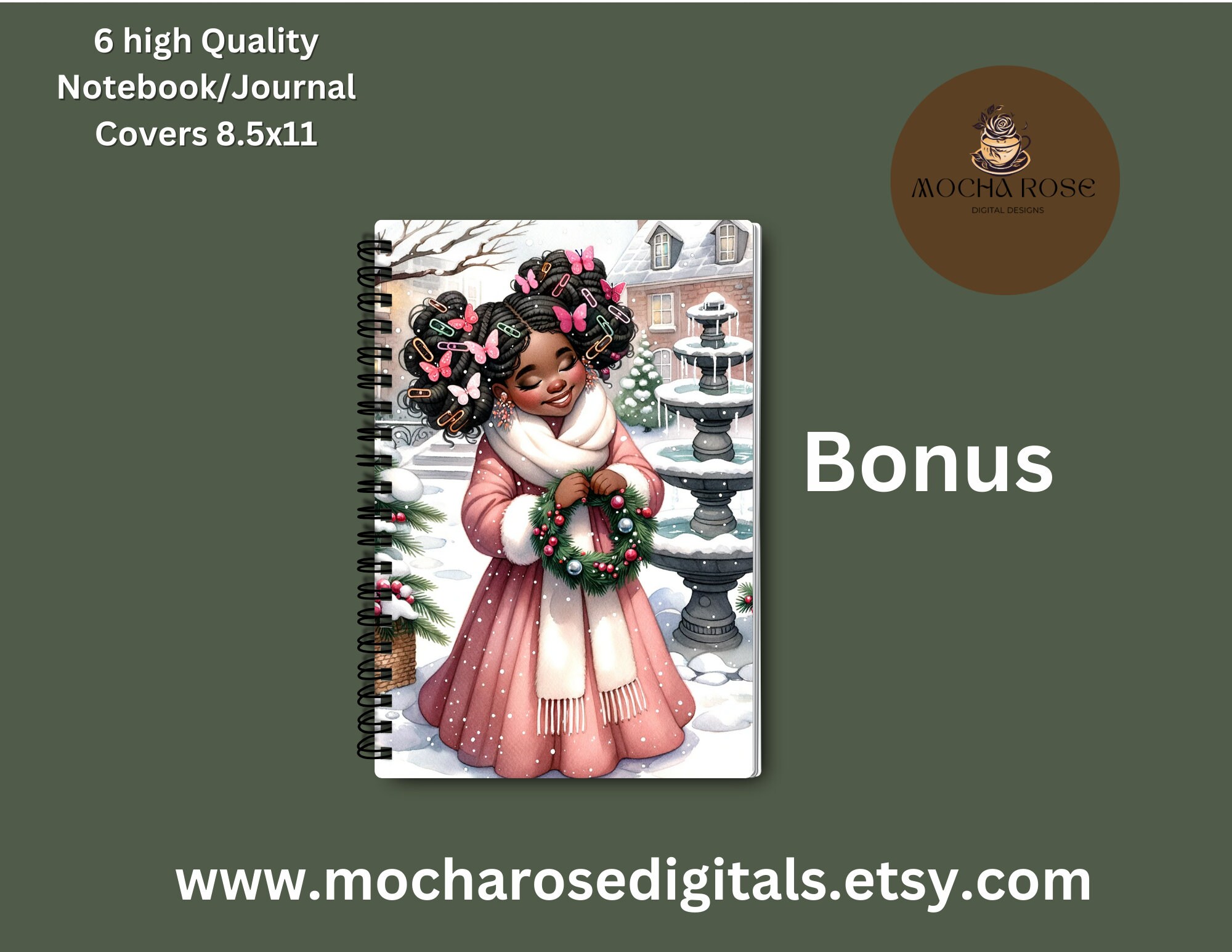 Black Women Christmas Notebook Covers, Journal Covers, African American ...