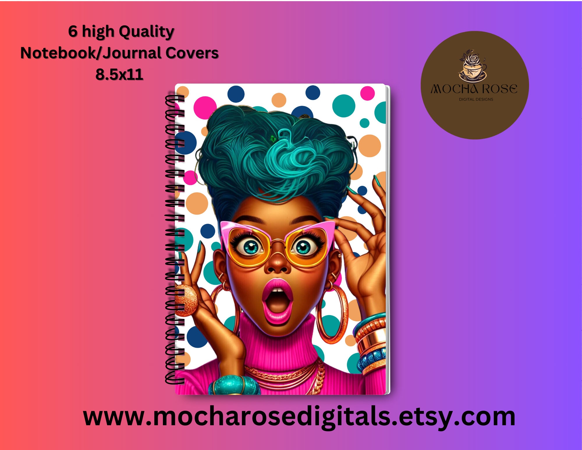 Whimsical Expressive Black Woman Notebook Covers, Journal Covers, Afro ...