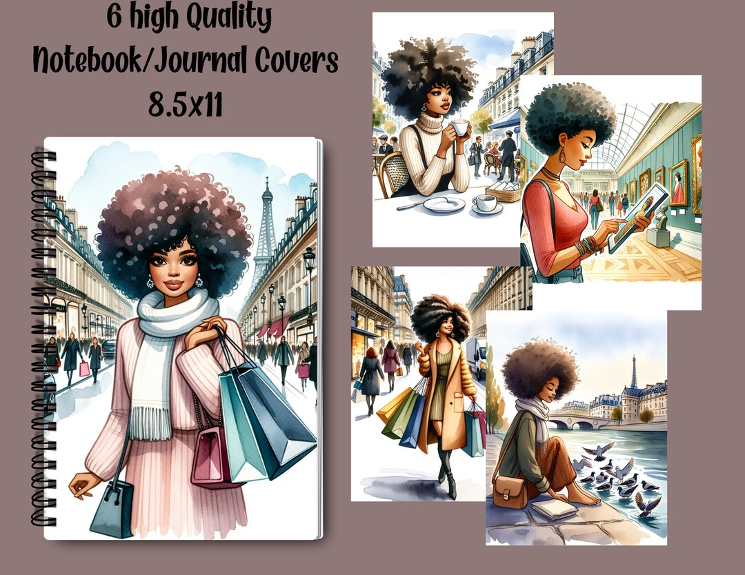Black Women Paris Notebook Covers, Journal Covers, African American ...