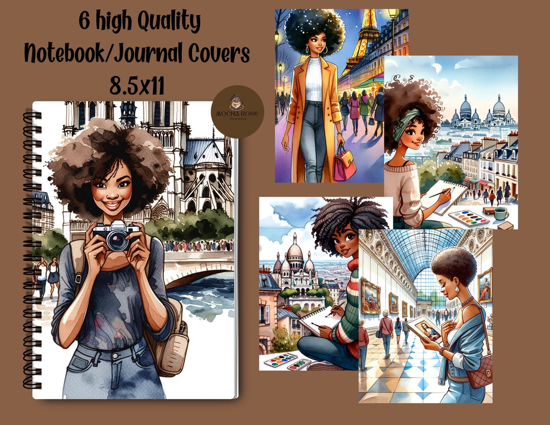 Black Women Paris Notebook Covers, Journal Covers, African American ...