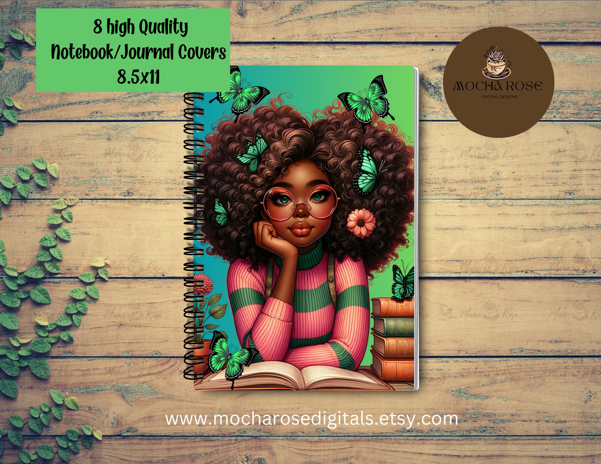 African American Little Girl Notebook Covers, Butterflies Journal ...
