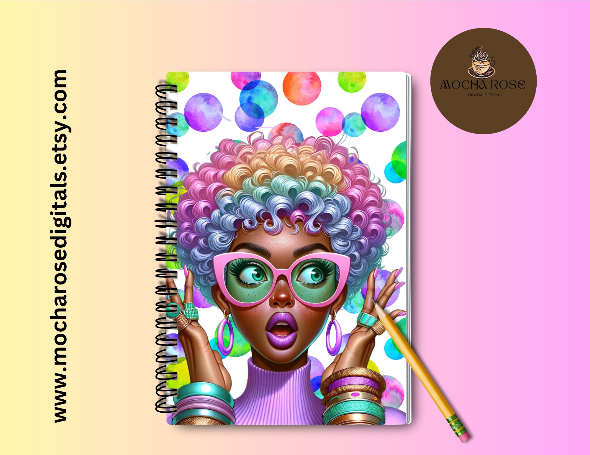 Whimsical Expressive Black Woman Notebook Covers, Journal Covers, Afro ...