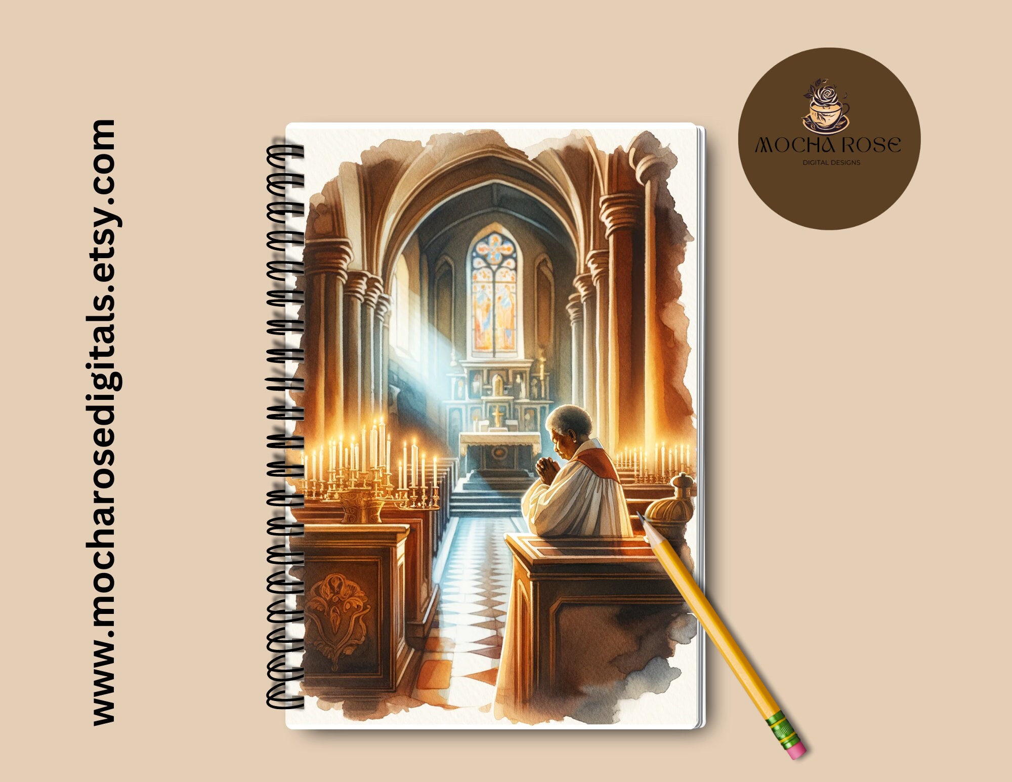 Black Woman Praying in Church Notebook Covers, Journal Covers, Afro ...