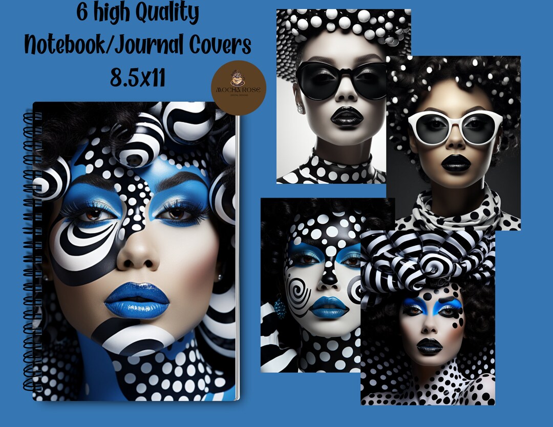 Lady Black and White Polka Dots Notebook Covers, Journal Covers ...