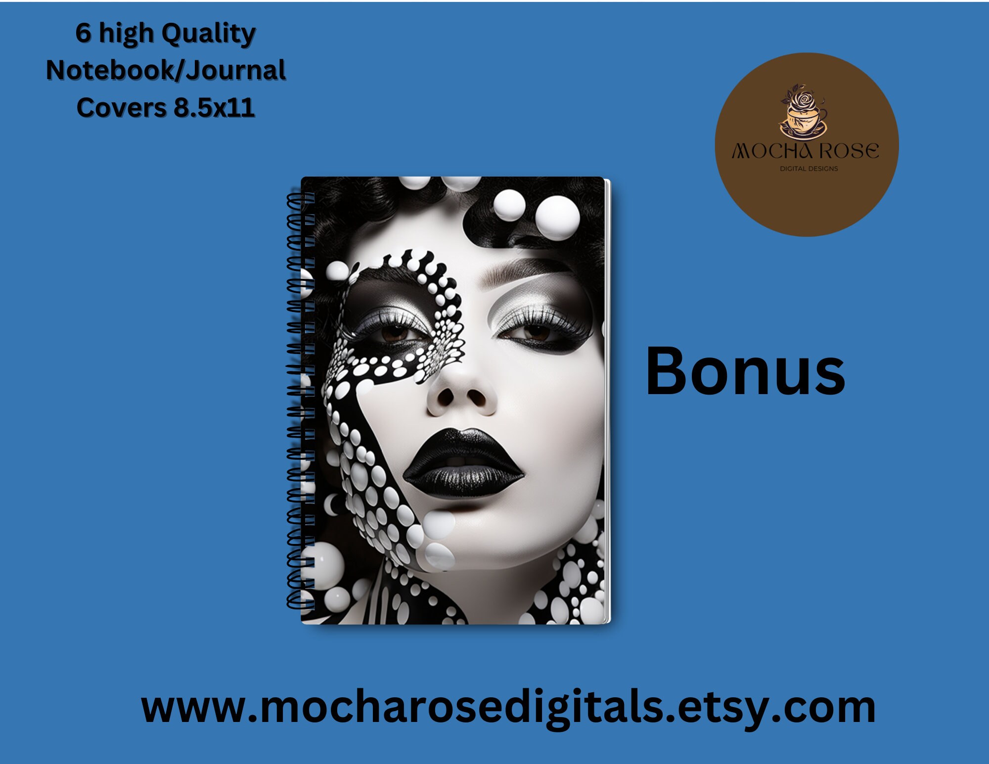 Lady Black and White Polka Dots Notebook Covers, Journal Covers ...