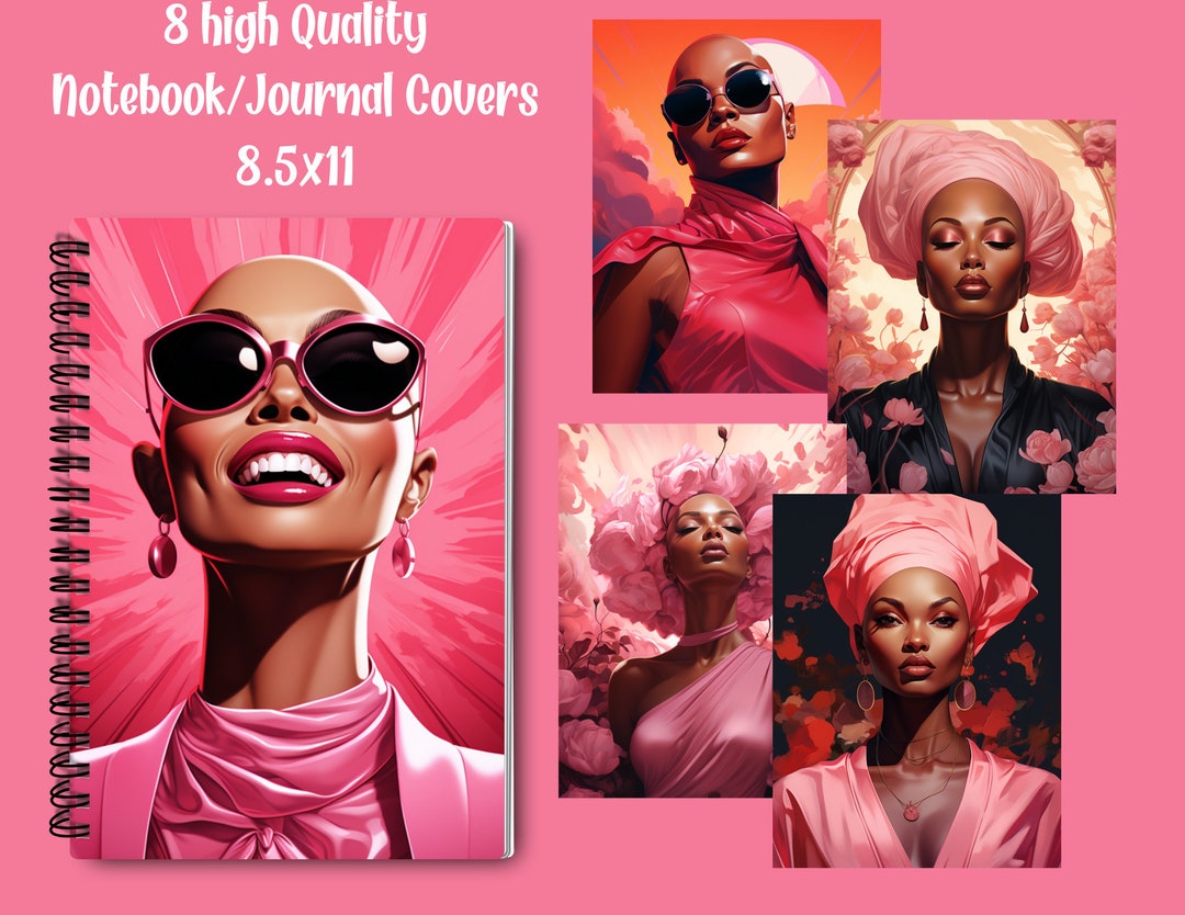 Lady in Pink Notebook Covers, Journal Covers, African American Notebook ...