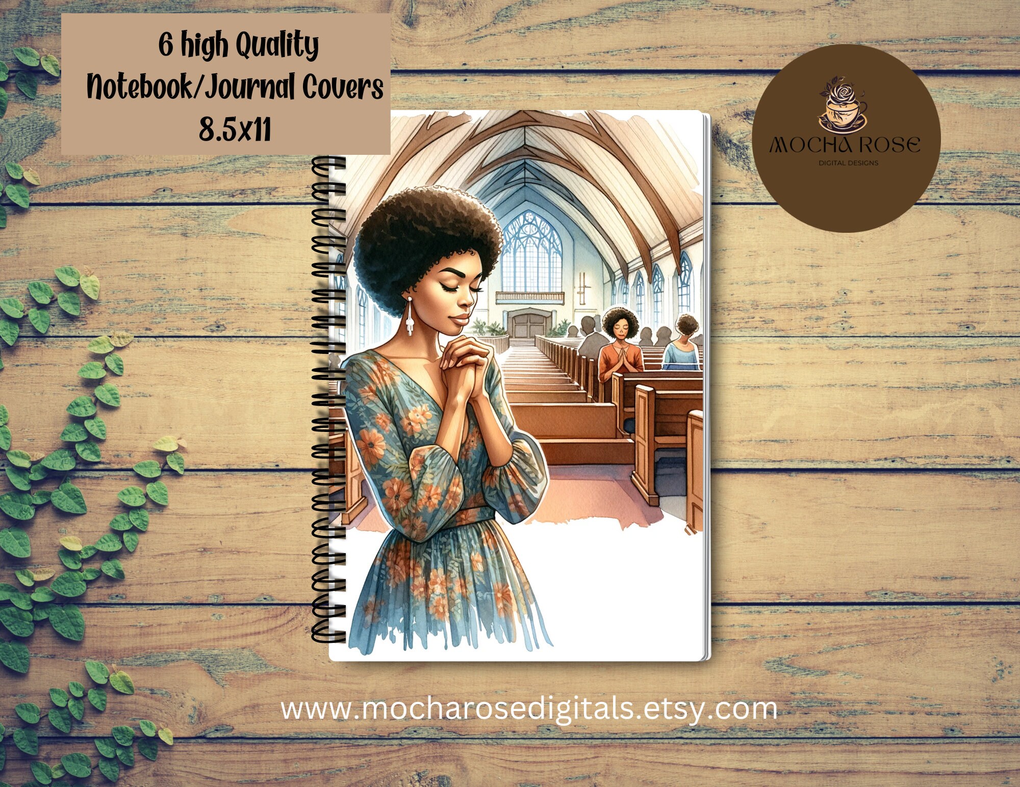 Black Woman Praying in Church Notebook Covers, Journal Covers, Afro ...