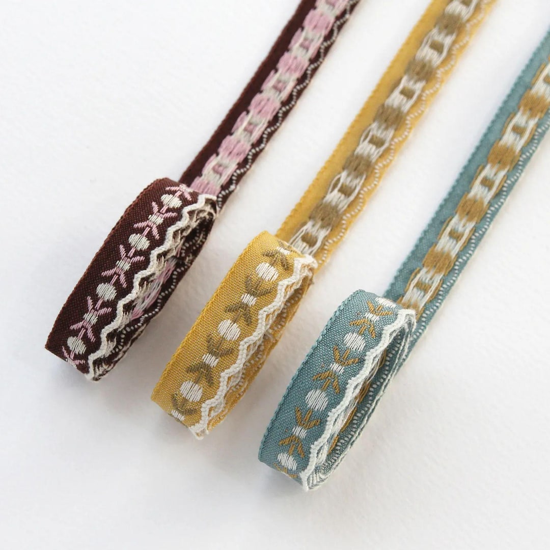 Floral Embroidered Edge Ribbon 0.47in X 1yards - Etsy