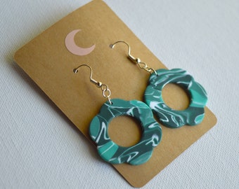 Cobalt Blue Unique Earrings / Bright Polymer Clay Jewelry / Abstract ...