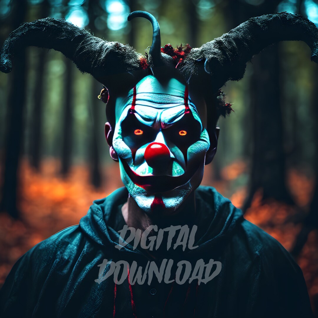 Scary Clown in Dark Forest Halloween Spooky Evil Demon - Etsy