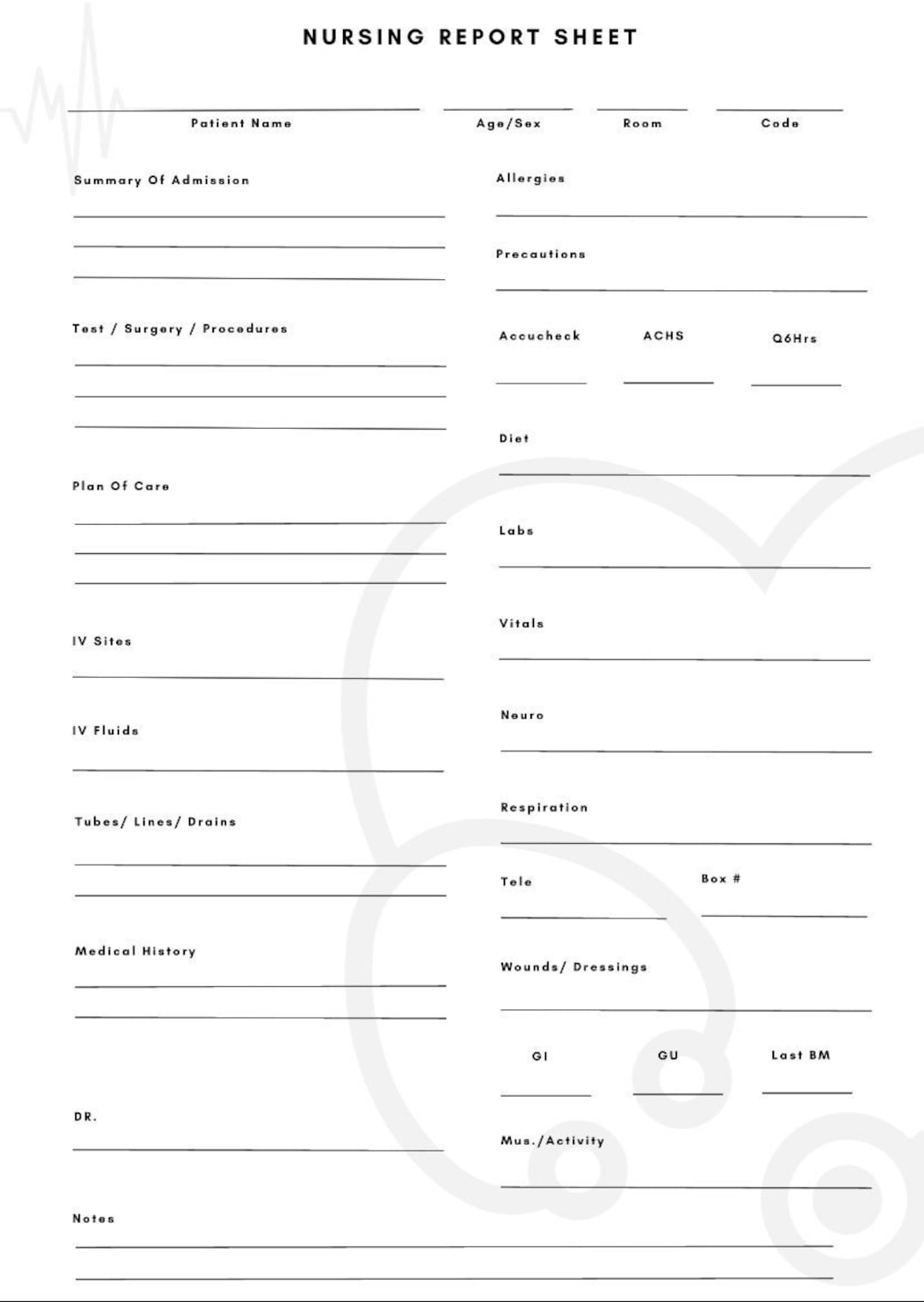 Bedside Shift Report - Etsy