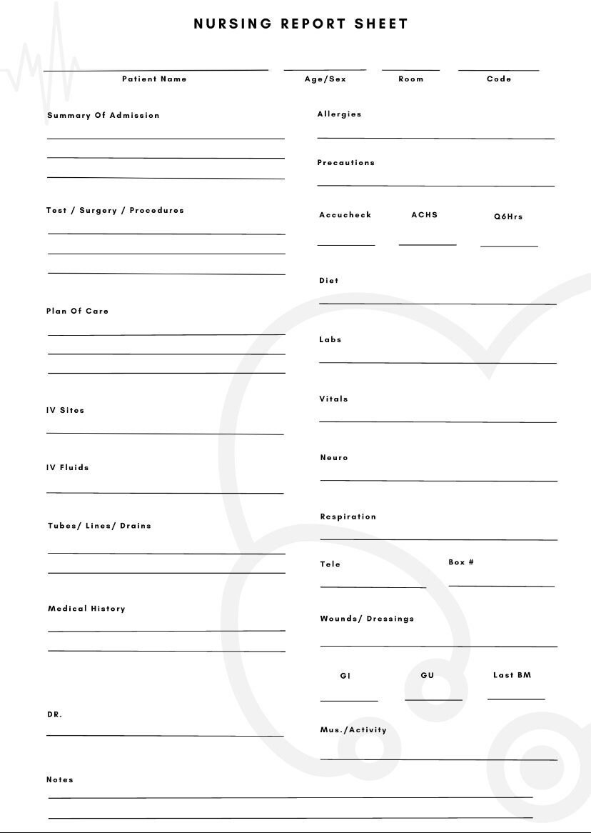 Bedside Shift Report - Etsy