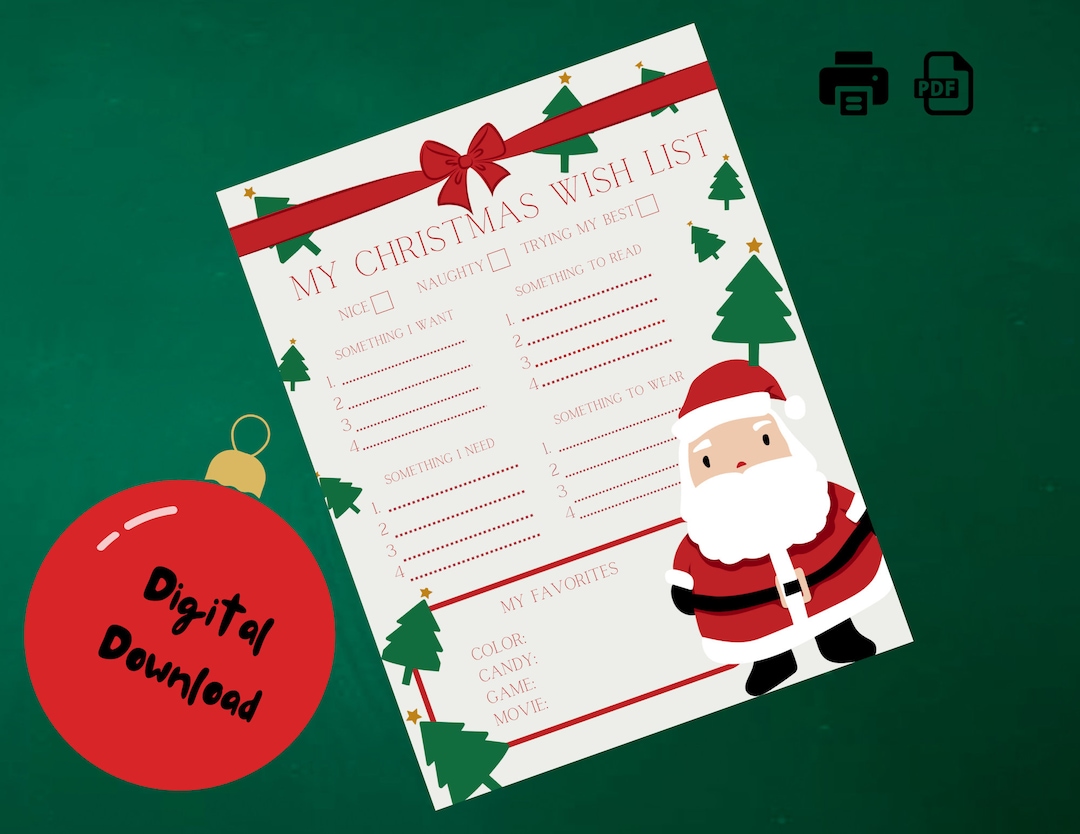 Editable Christmas Wishlist Printable, Christmas Kids Wishlist EDITABLE ...