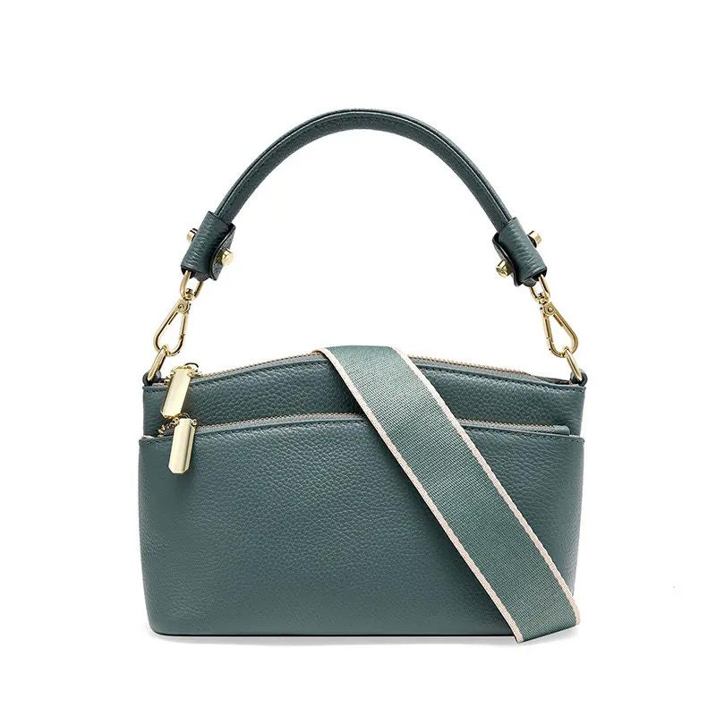 Blue Leather Cross Body Bag With Dual Strap Blue Leather Shoulder Bag ...