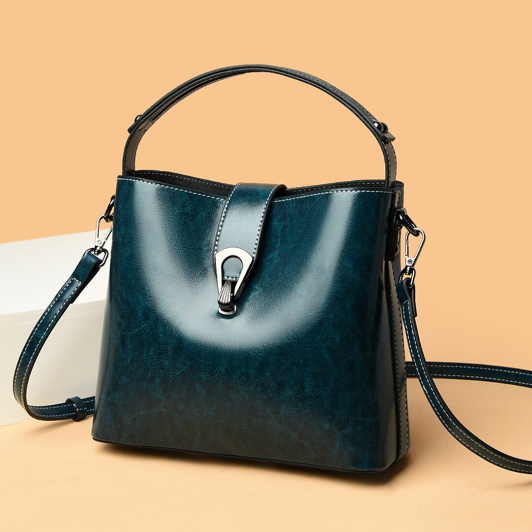 Elegant Blue Designer Leather Crossbody Bag - Blue Leather Crossbody ...