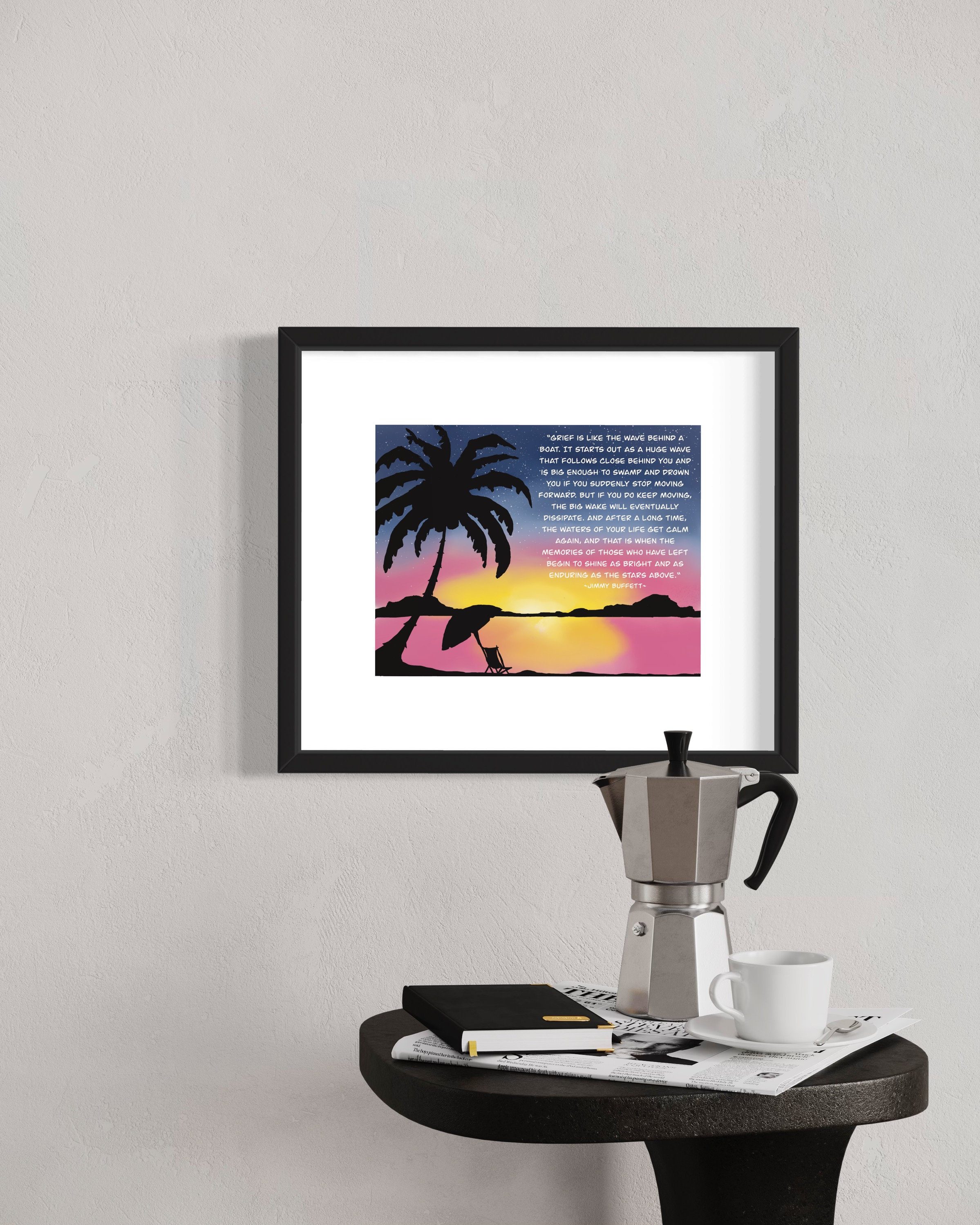 Grief is Like the Wave Behind a Boat – Inspirational Sunset Beach Print ...