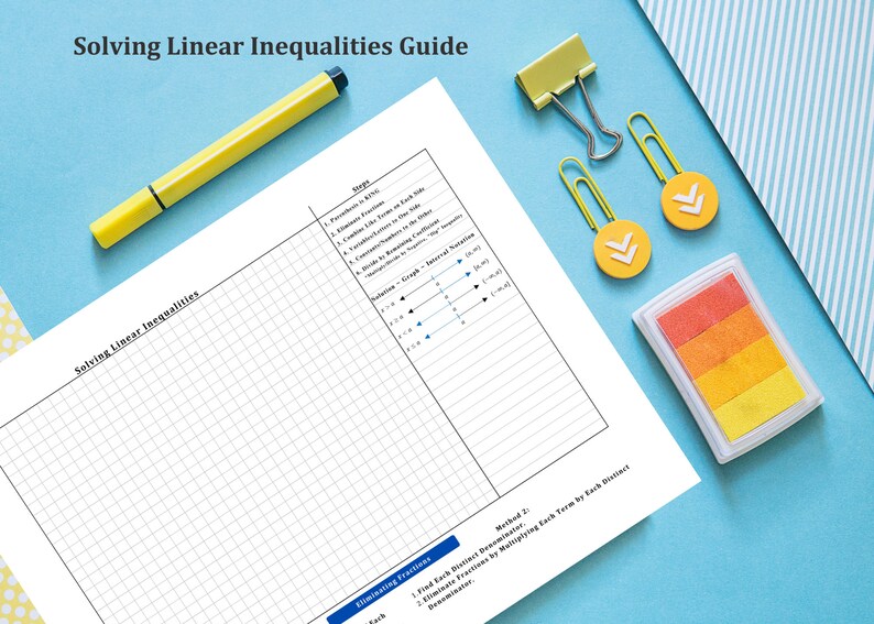 Solving Linear Inequalities Guide - Etsy