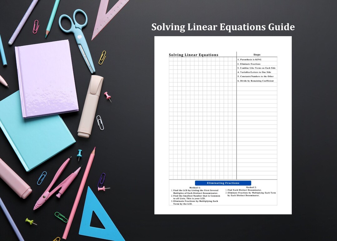 Solving Linear Equations Guide - Etsy